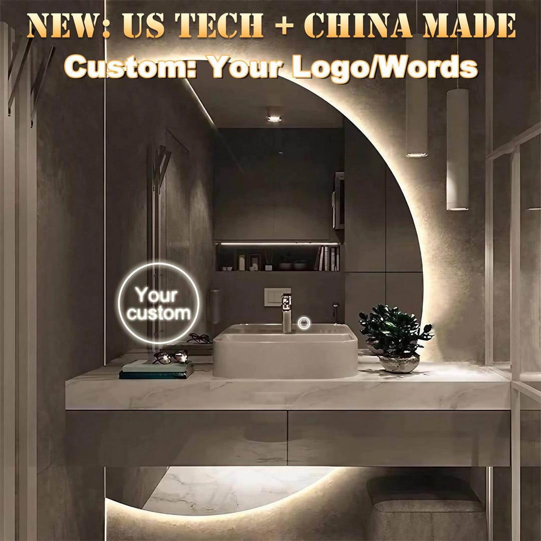 Customized Logo Smart Irregular Shape LED Mirror | Two Mirrors,bathroom ...