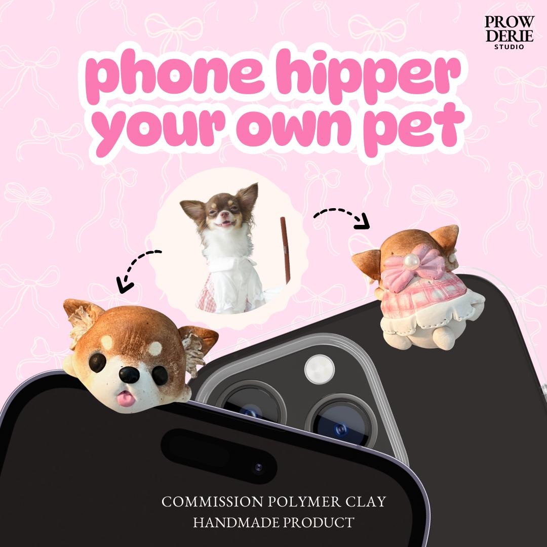Custom Pet Phone Charm | Personalized Polymer Clay Phone Hipper Peeker ...
