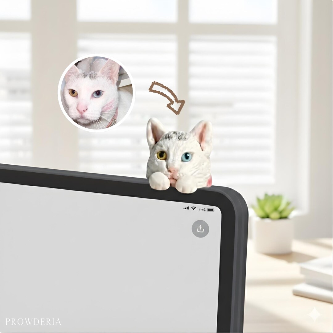 Custom Cat Figurine, Personalized Pet Monitor Sitter, Desk Accessory - Etsy