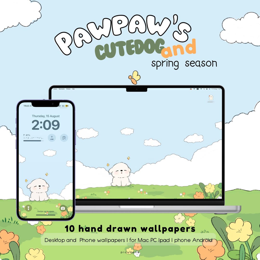 Pawpaw’s Cute Dog and Spring Wallpaper Cute Aesthetic and Minimal ...