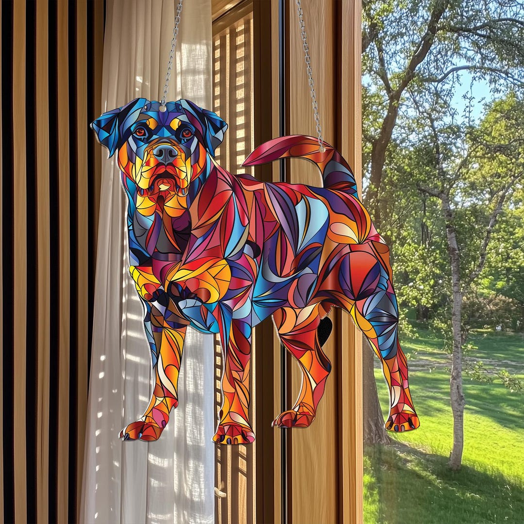 Rottweiler Dog Handmade Acrylic Window Decor, Rottweiler Dog Home Decor ...