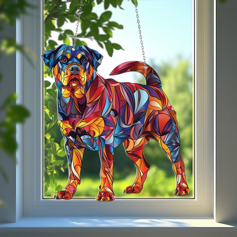 Rottweiler Dog Handmade Acrylic Window Decor, Rottweiler Dog Home Decor ...
