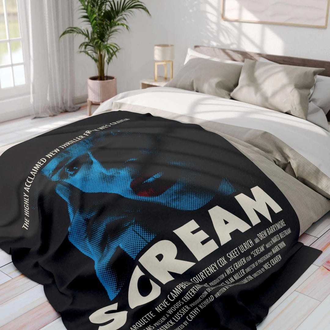 Retro Scream Movie Fleece Blanket | Horror Movie Throw | Vintage Scream ...