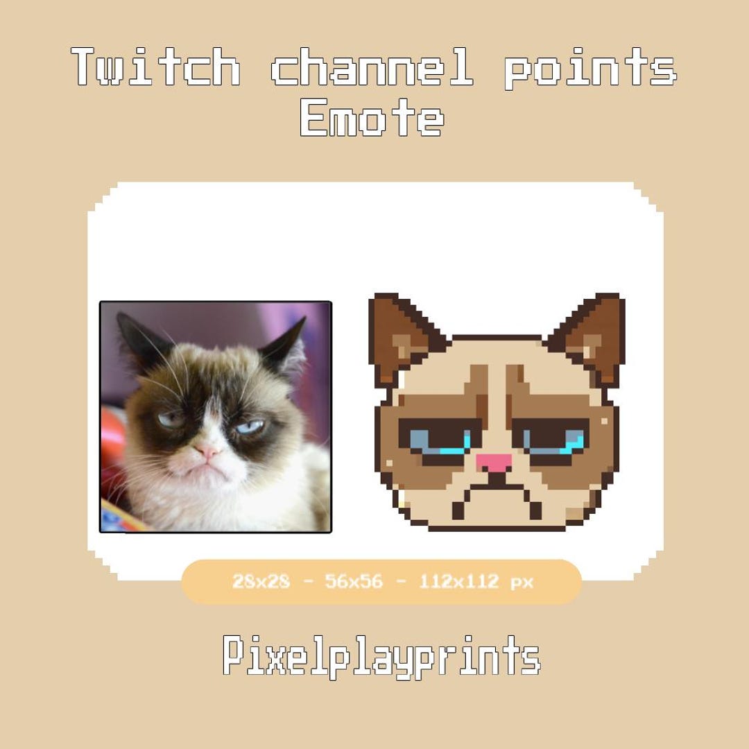 Grumpy Cat Pixel Art Emotes - Custom Digital Download for Twitch ...