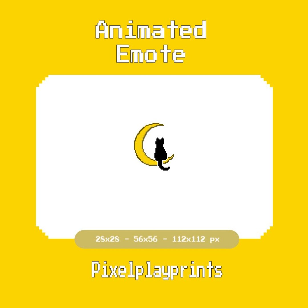 Pixel Art Animated Black Cat Emote - Chilling Black Cat With Moon for ...