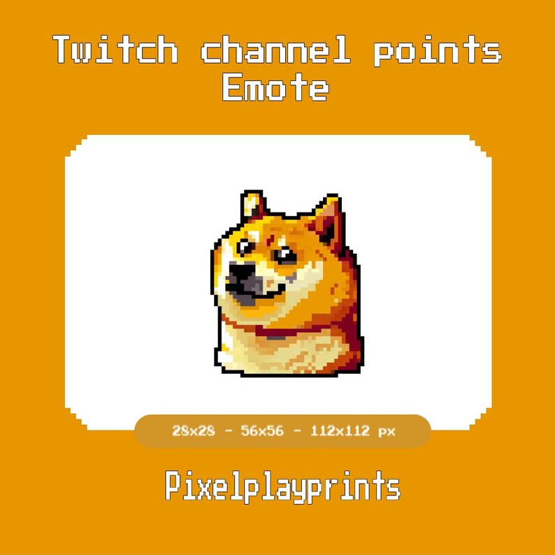 Doge Meme Pixel Art Cute Shiba Inu - Twitch Channel Points Icon Digital ...