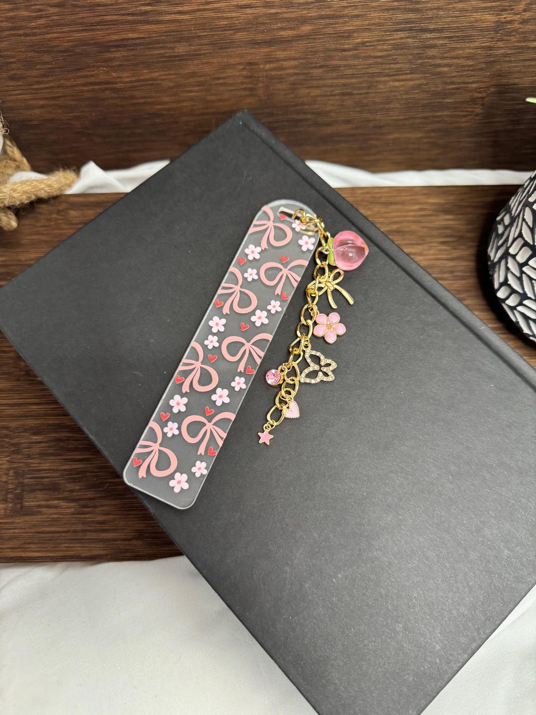 Pink Bow Charmed Bookmark Bow Bookmark Acrylic Bookmark Charmed ...