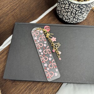 Pink Bow Charmed Bookmark Bow Bookmark Acrylic Bookmark Charmed ...