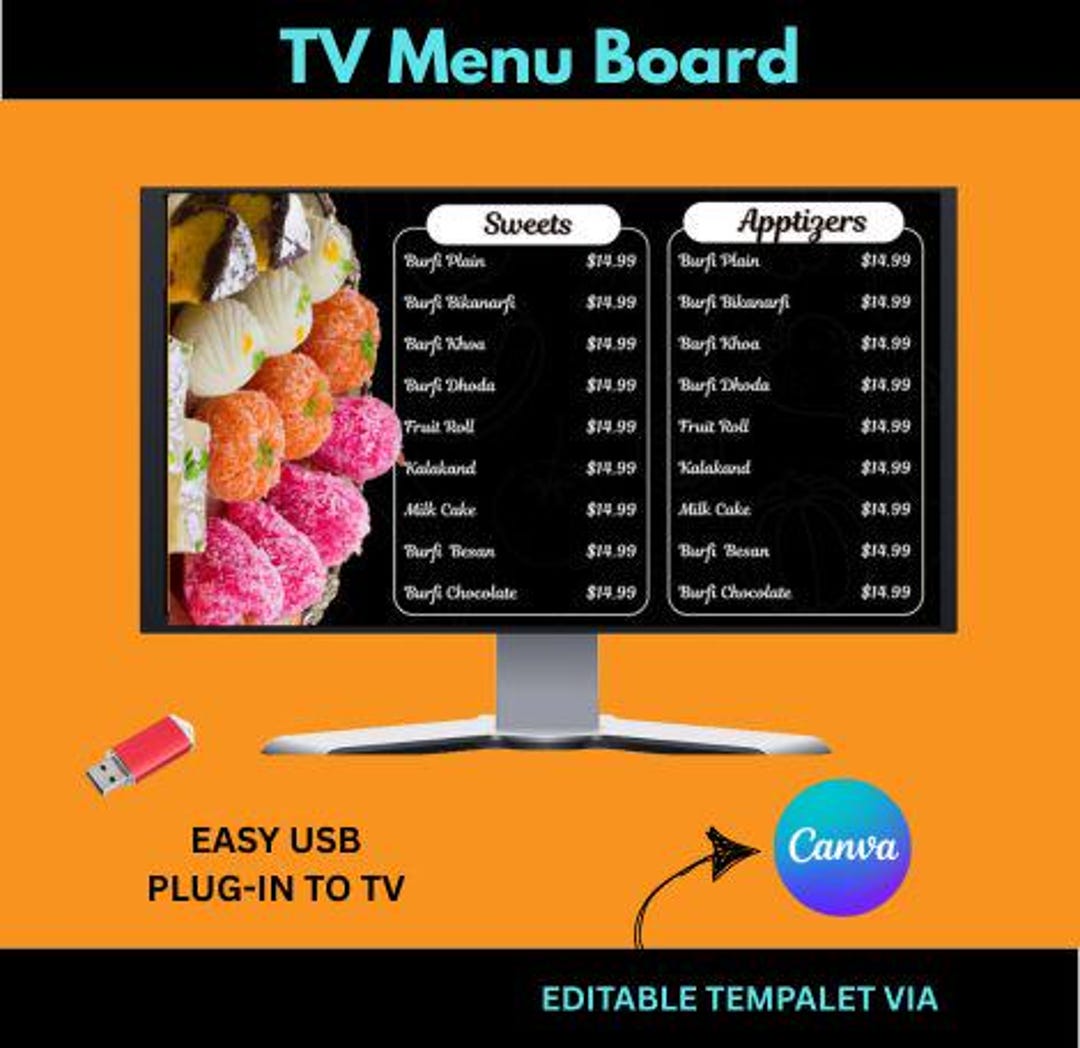 TV Menu Board for Restaurant, Digital TV Menu Board, Restaurant Menu ...