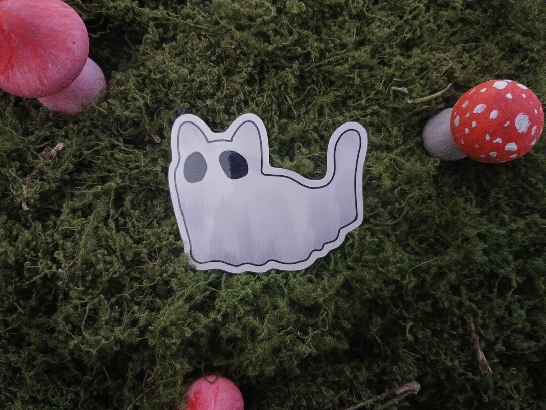 Cat Ghost Sticker - Etsy