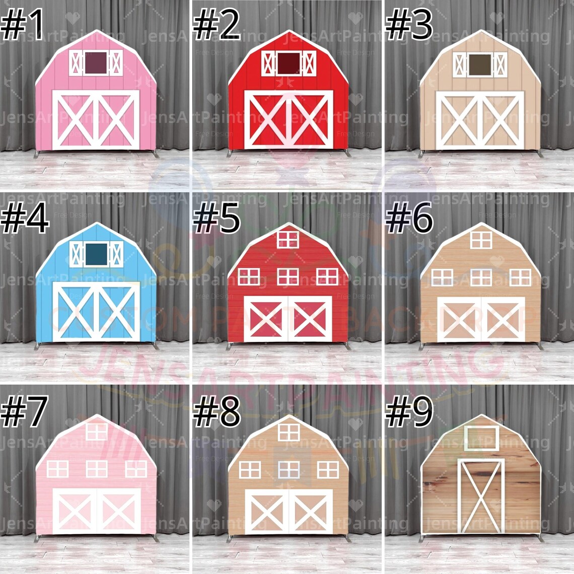 Blue Barn Backdrop Farm Barn Arch Metal Stand Chiara Arch Fabric Print ...