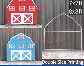 Blue Barn Backdrop Farm Barn Arch Metal Stand Chiara Arch Fabric Print ...