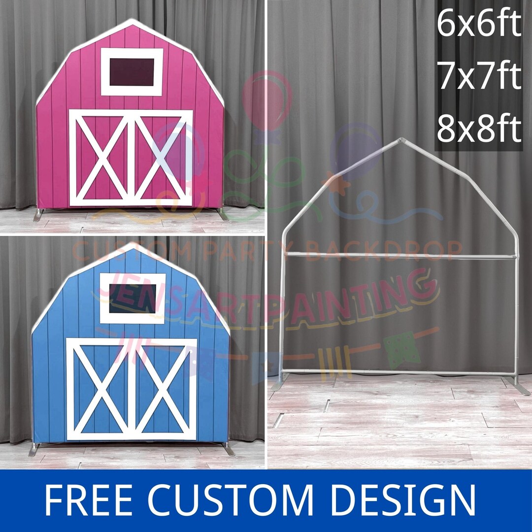 Red Barn Backdrop Farm Barn Arch Metal Stand Chiara Arch Fabric Print ...