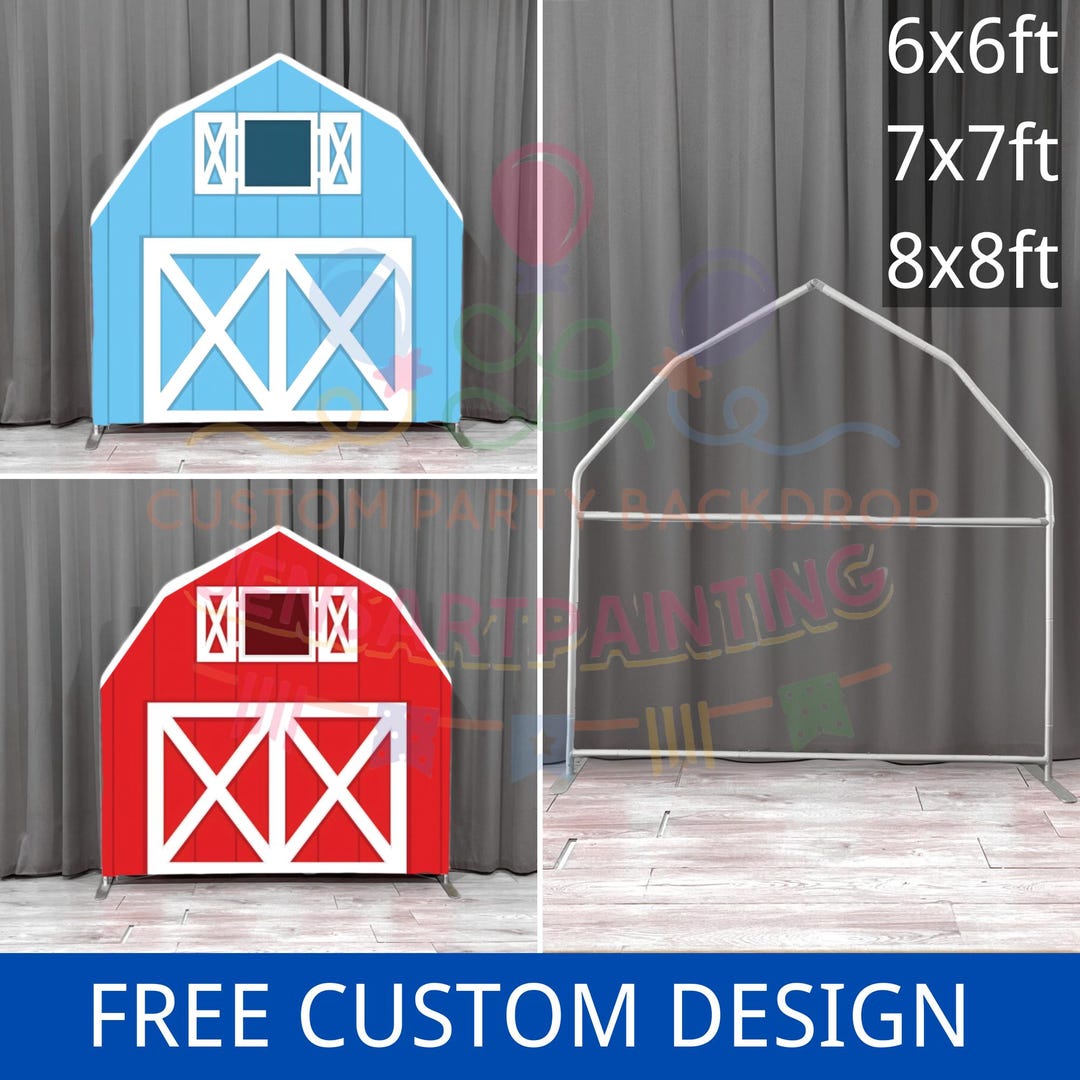 Red Barn Backdrop Farm Barn Arch Metal Stand Chiara Arch Fabric Print ...