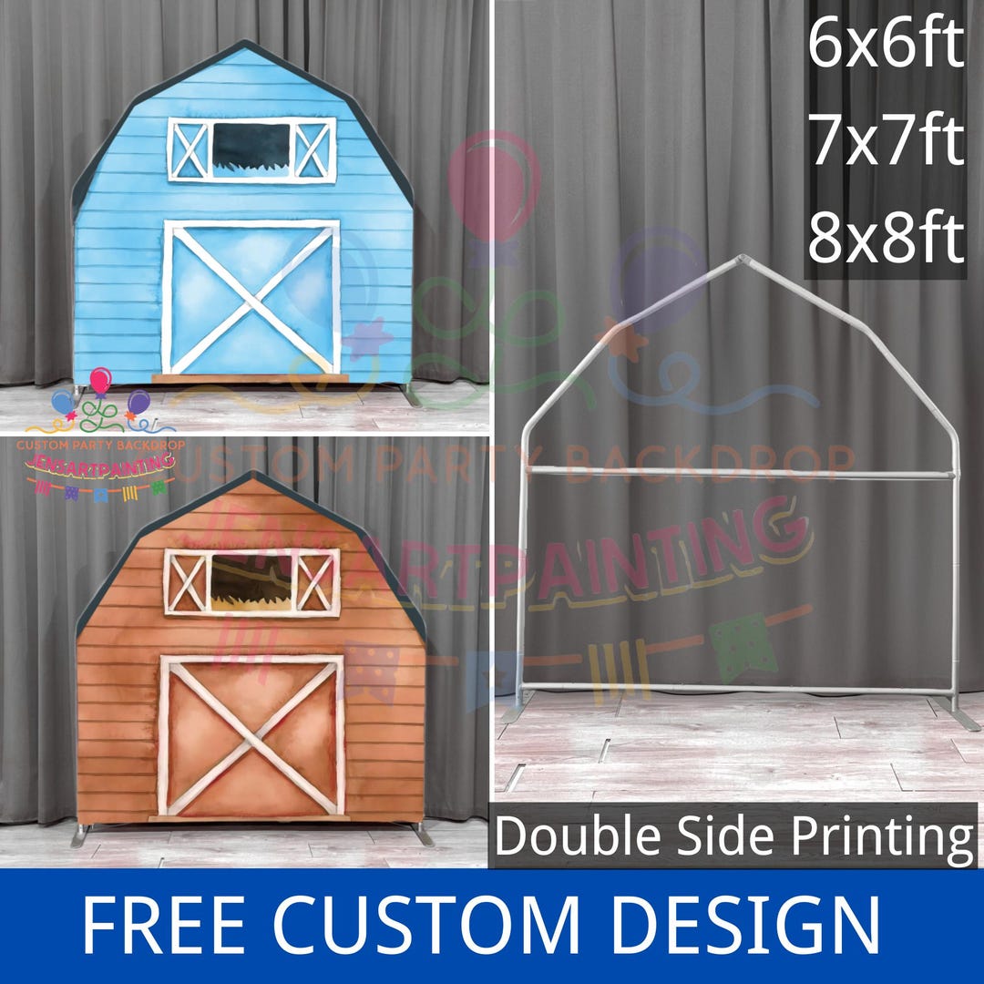 Blue Barn Backdrop Farm Barn Arch Metal Stand Chiara Arch Fabric Print ...