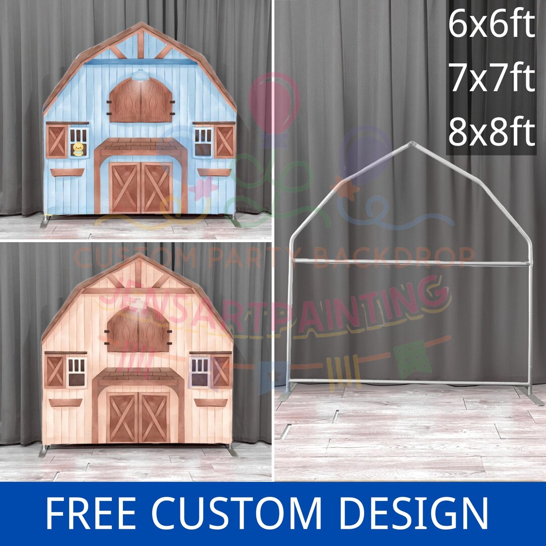 Blue Barn Backdrop Farm Barn Arch Metal Stand Chiara Arch Fabric Print ...