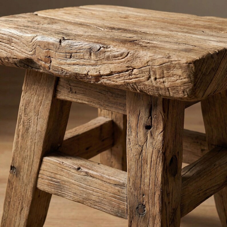 Handmade Rustic Wood Stool | Reclaimed Materials | Farmhouse Style ...