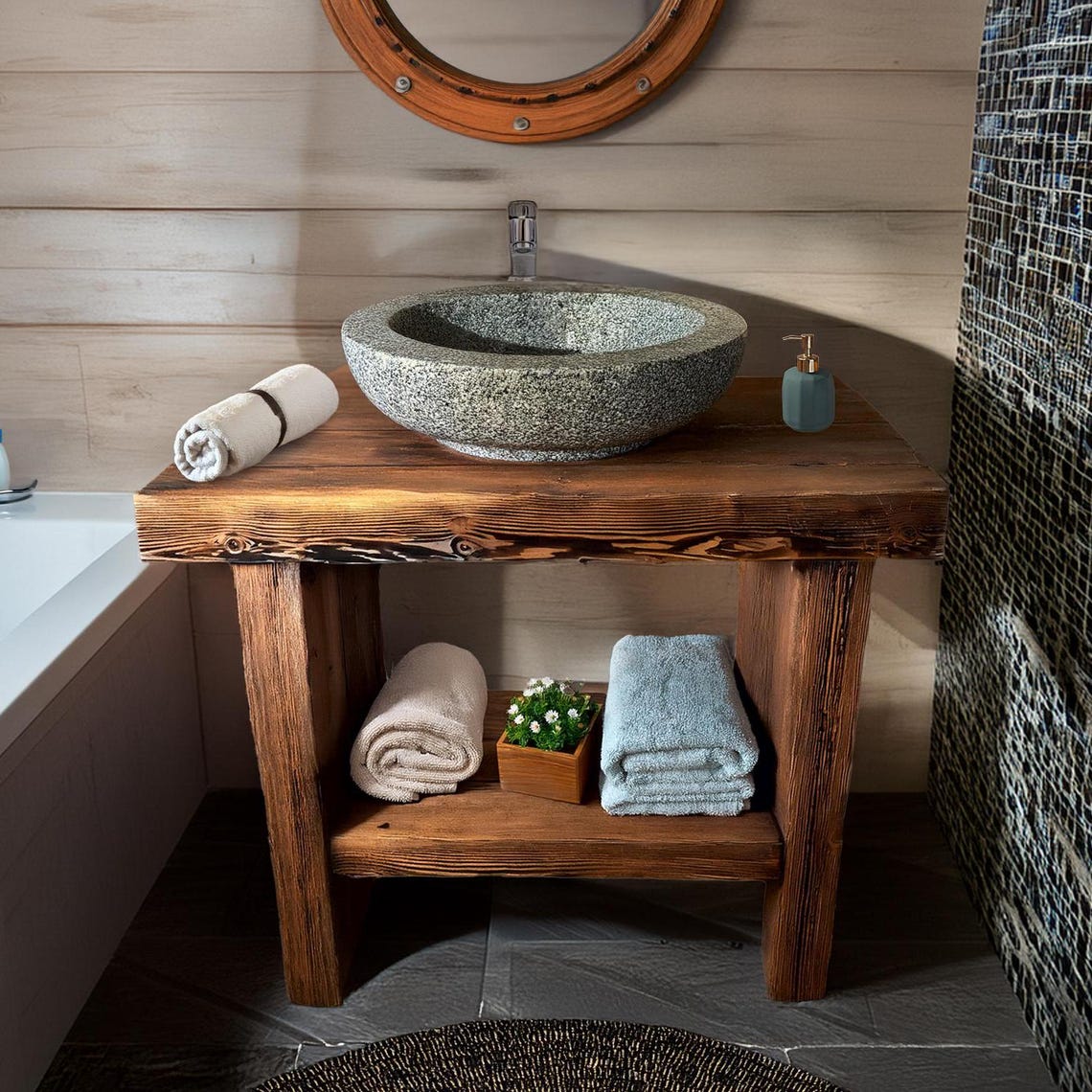 Solid Rustic Bathroom Vanity Custom Handcrafted Farmhouse Small Live ...