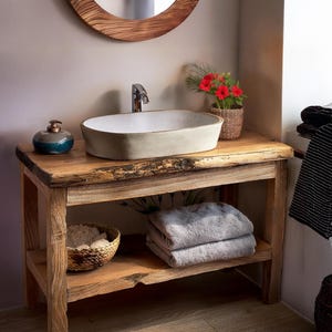Solid Rustic Bathroom Vanity - Custom Handcrafted Farmhouse Small Live ...