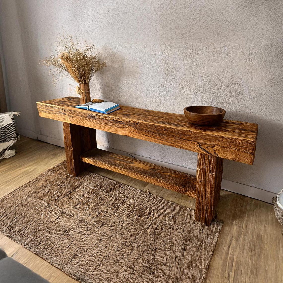 Solid Rustic Wooden Console Table – Custom Handcrafted Farmhouse ...