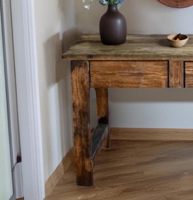 Solid Rustic Wooden Console Table Custom Handcrafted Farmhouse Small ...