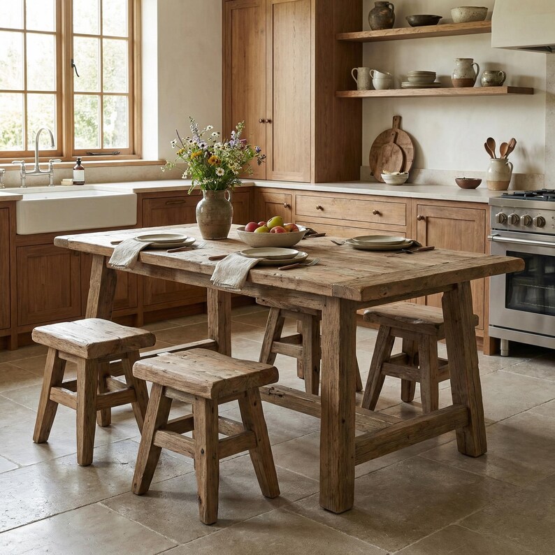 Handmade Rustic Wood Stool | Reclaimed Materials | Farmhouse Style ...