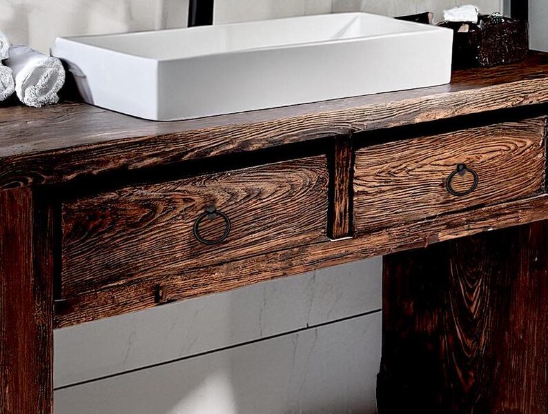 Solid Rustic Bathroom Vanity - Custom Handcrafted Farmhouse Small Live ...