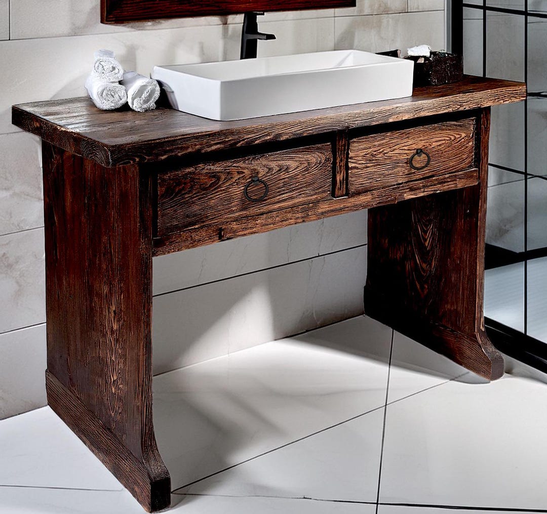 Solid Rustic Bathroom Vanity Custom Handcrafted Farmhouse Small Live ...