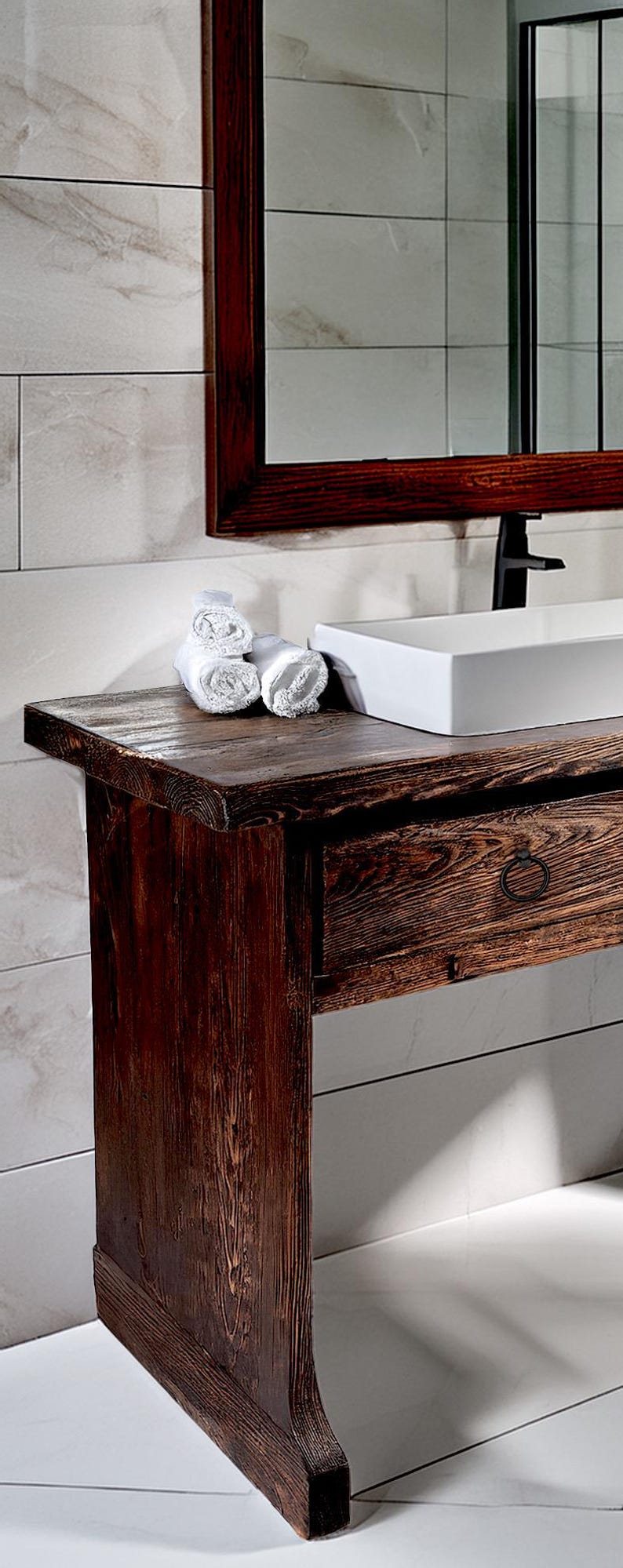 Solid Rustic Bathroom Vanity - Custom Handcrafted Farmhouse Small Live ...