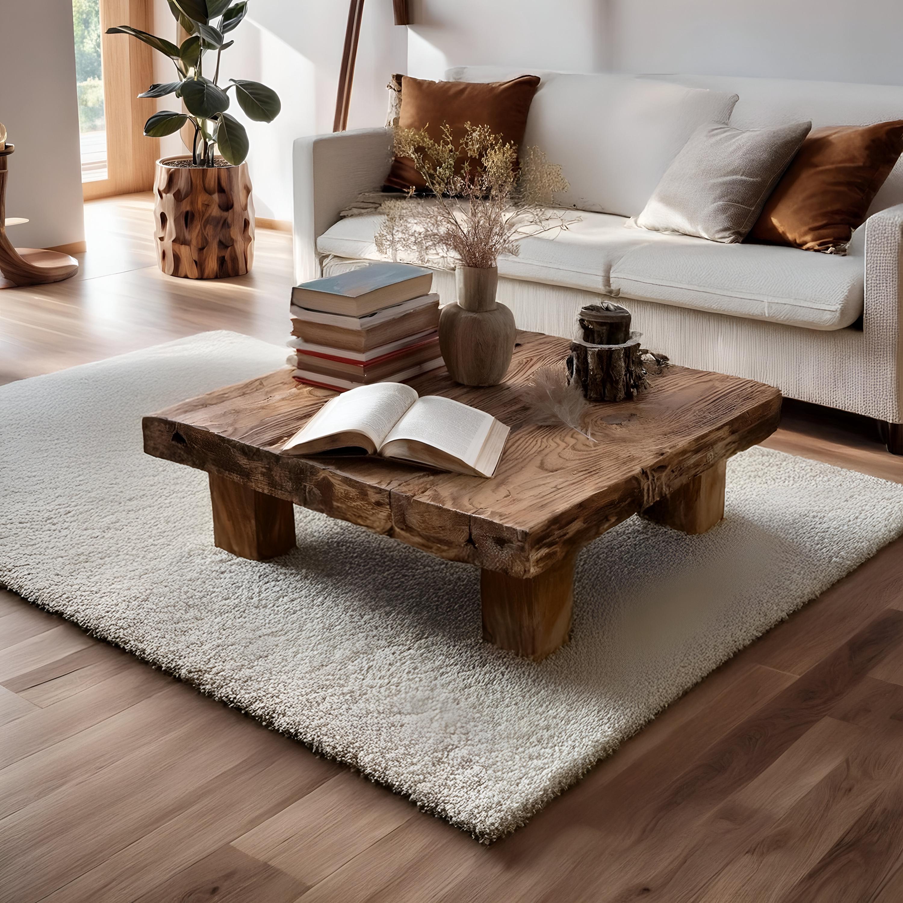 Custom Rustic Coffee Table – Handcrafted Farmhouse Solid Wood, Unique ...