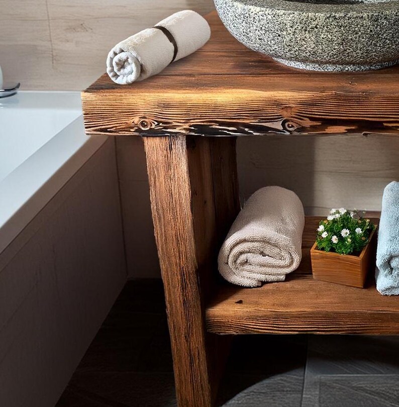 Solid Rustic Bathroom Vanity Custom Handcrafted Farmhouse Small Live ...