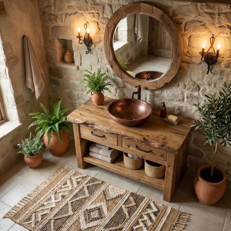 Rustic Bathroom Vanity – Solid Handmade Farmhouse Style, Small Live ...