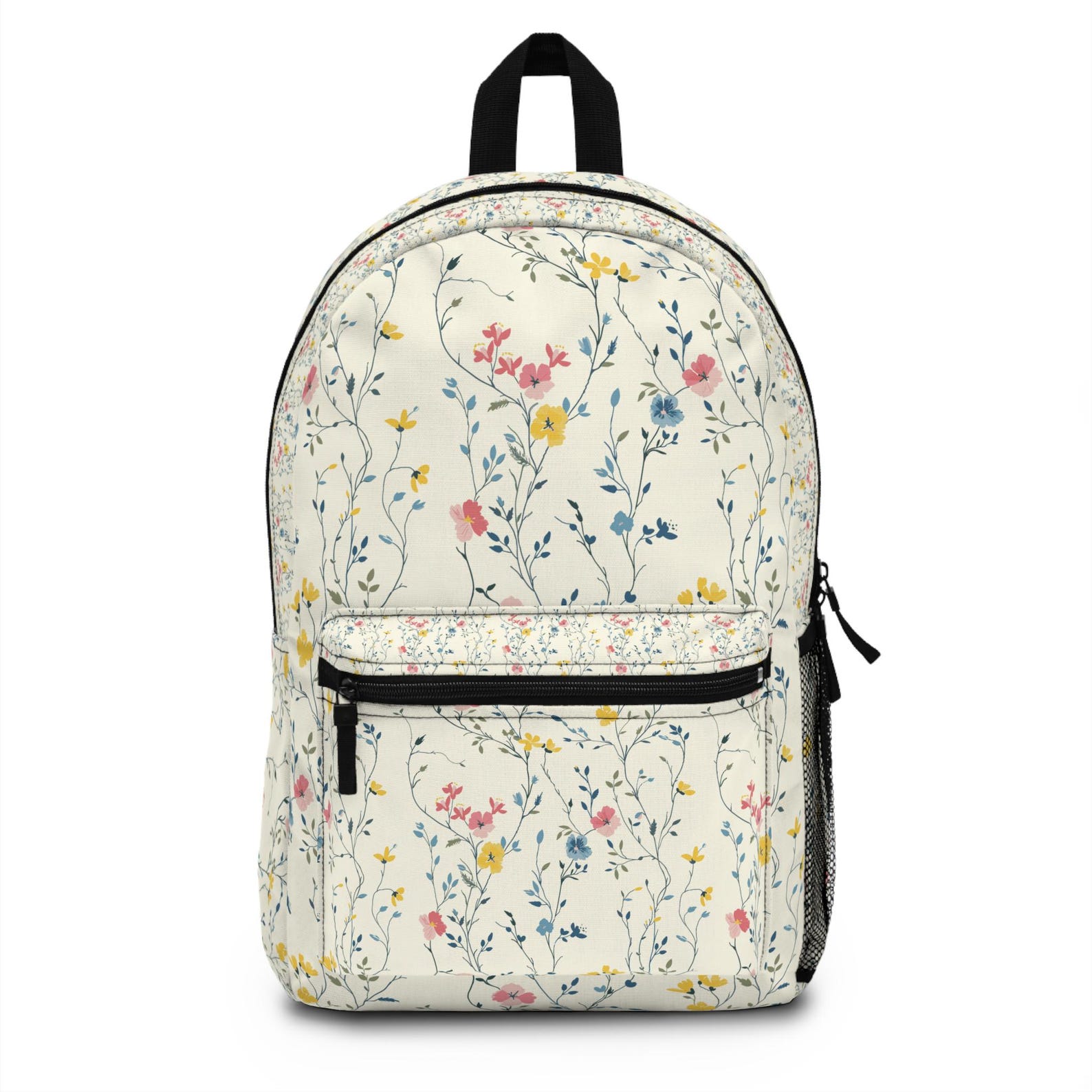 Floral Pattern Backpack, Stylish School Bag, Trendy Travel Backpack ...