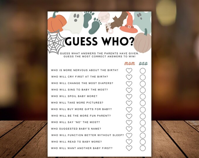 A Little Boo is Due Guess Who Baby Shower Game | Guess Who Game ...