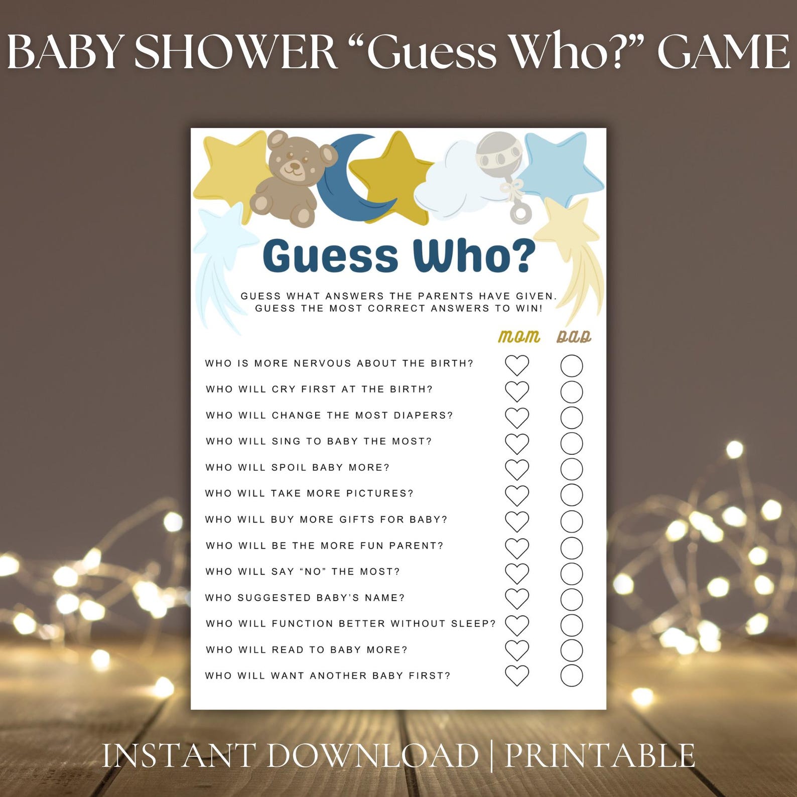 Twinkle Twinkle Guess Who Baby Shower Game | Guess Who Game Printable ...