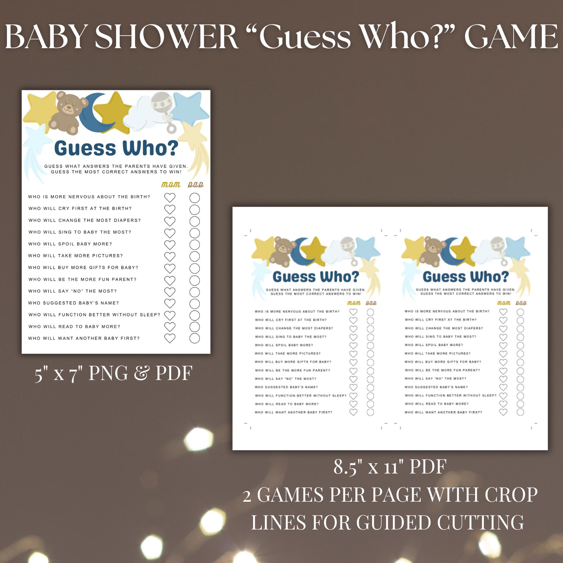 Twinkle Twinkle Guess Who Baby Shower Game | Guess Who Game Printable ...