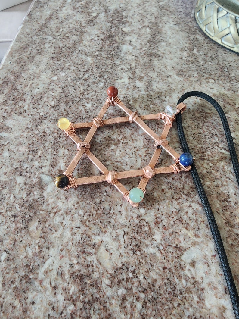 Archangel Hexagram Star of David Large Copper Pendant Elemental ...