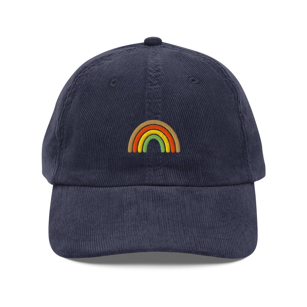 Rainbow Corduroy Cap Rainbow Embroidered Hat Four Color Vintage Retro ...