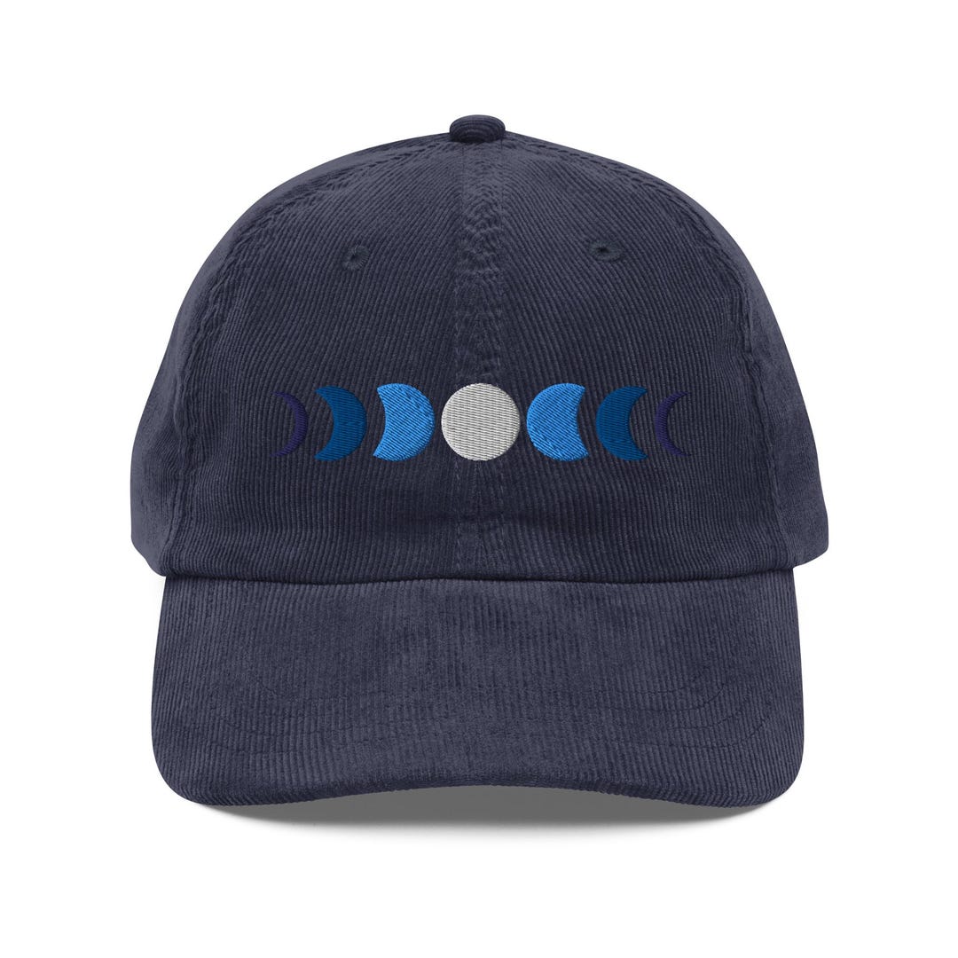 Blue Moon Phase Corduroy Cap Lunar Cycle Embroidered Hat Vintage Retro ...