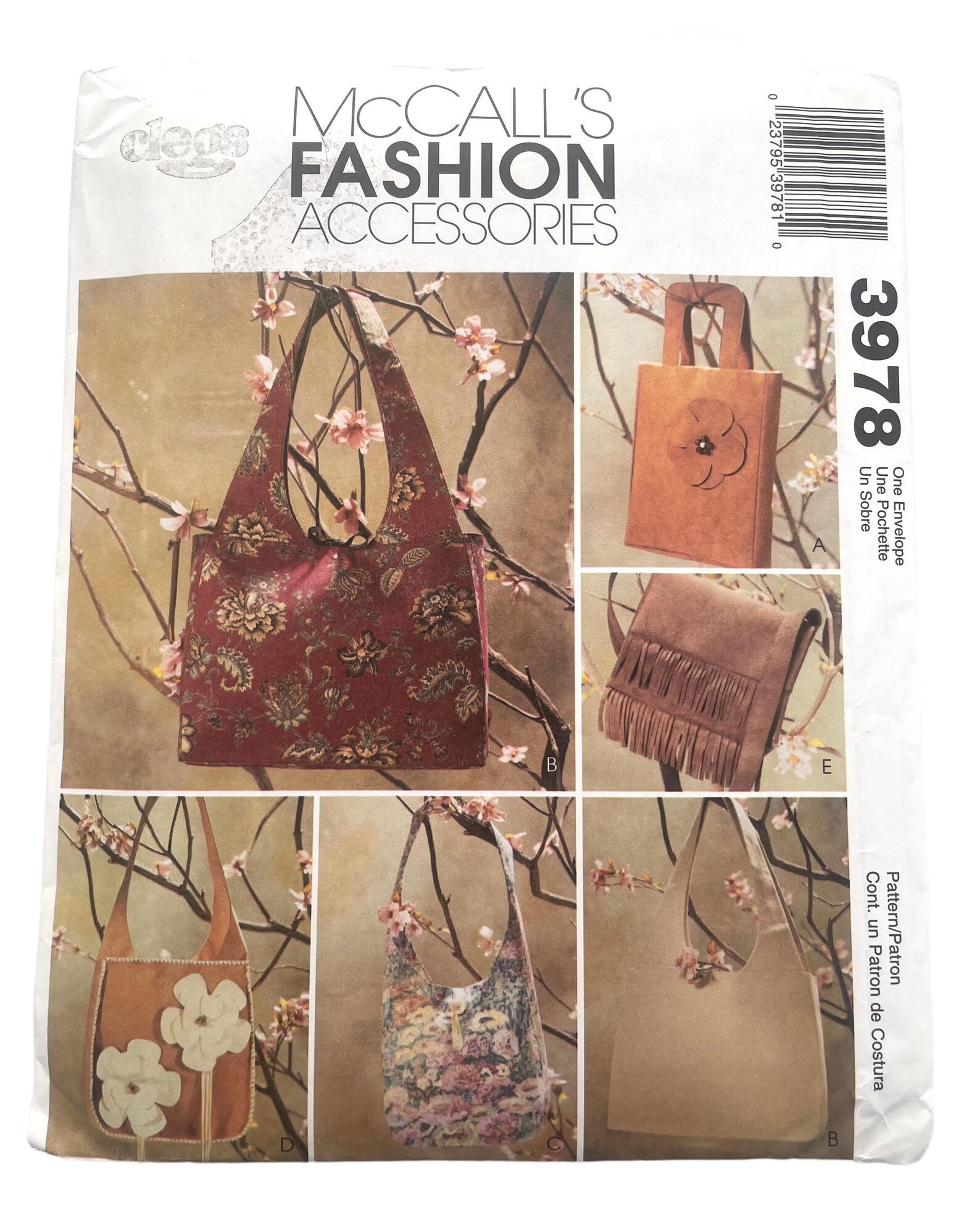 Lots of Handbag UNCUT Patterns Burda 7684 Mccalls 2933 and 3978 Vogue ...