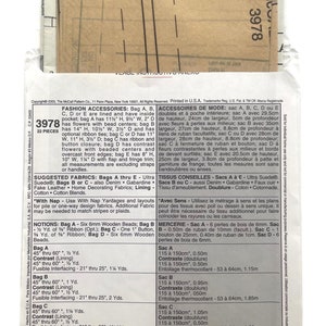 Lots of Handbag UNCUT Patterns Burda 7684 Mccalls 2933 and 3978 Vogue ...