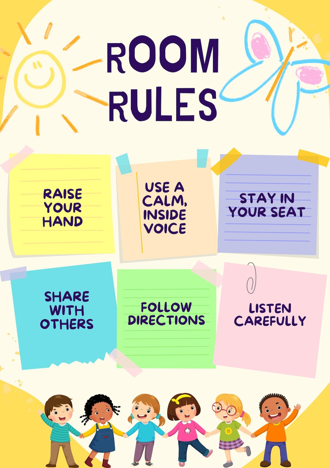 Customizable Room Rules Sign for Classrooms, Therapy Rooms, Children ...