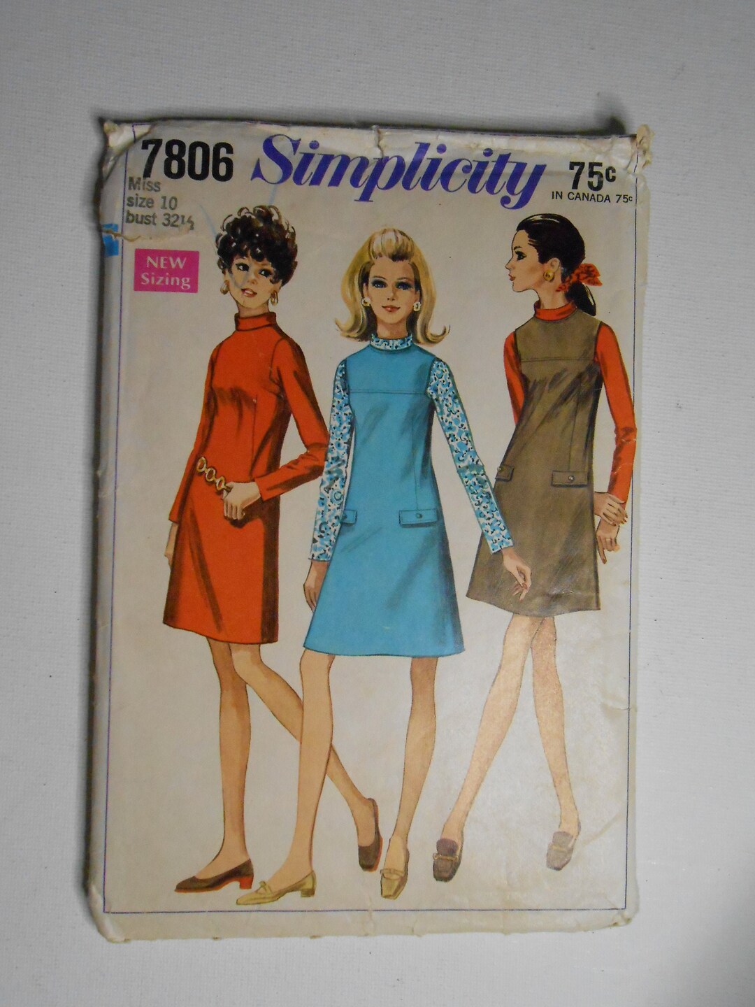Vintage 60s Mod Fit and Flare Jumper, Bias High Neck Roll Collar Dress ...