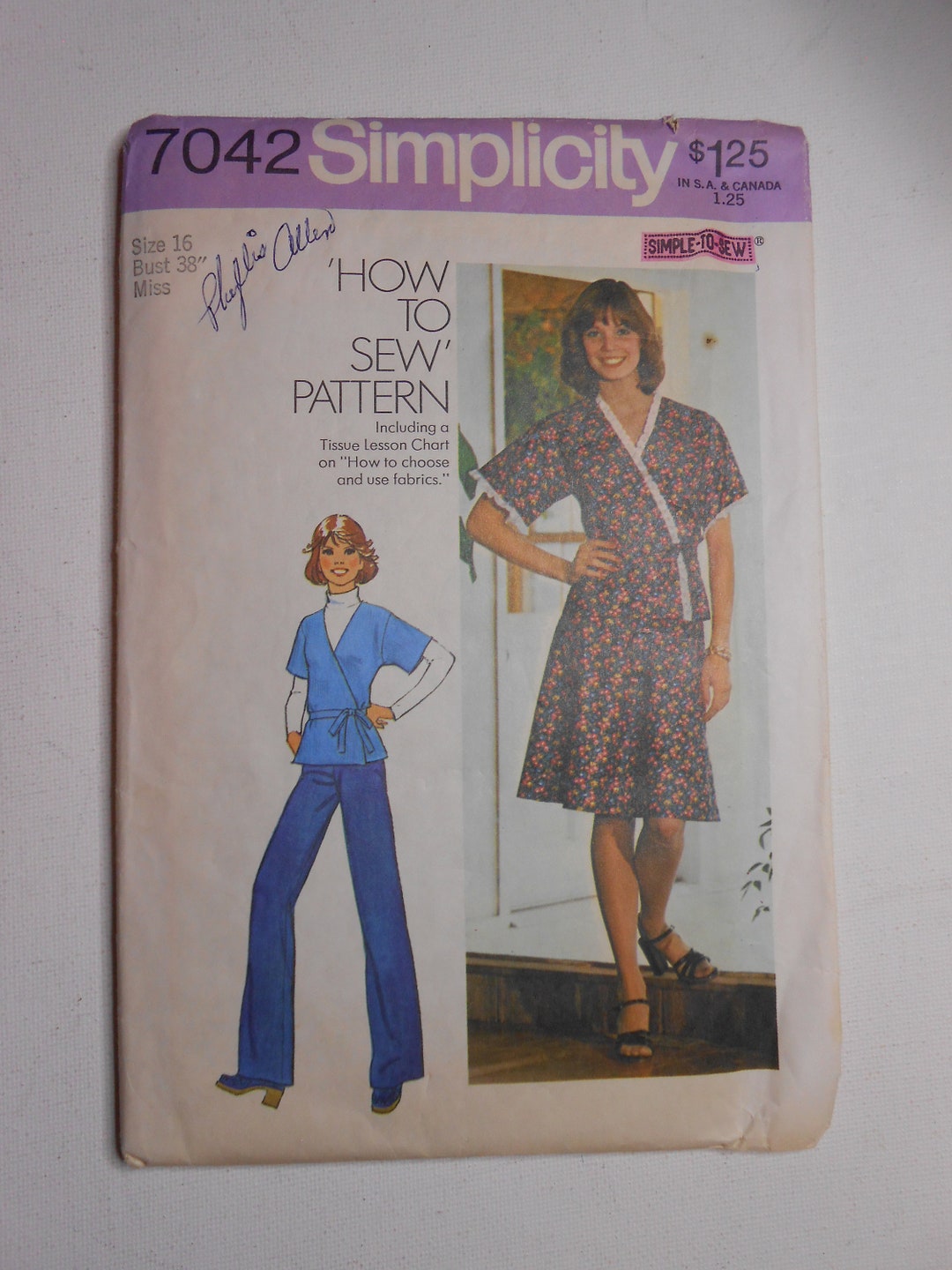 Vintage 70s Front Wrap Tie Top, Flared Waistband Skirt, Two Piece Dress ...