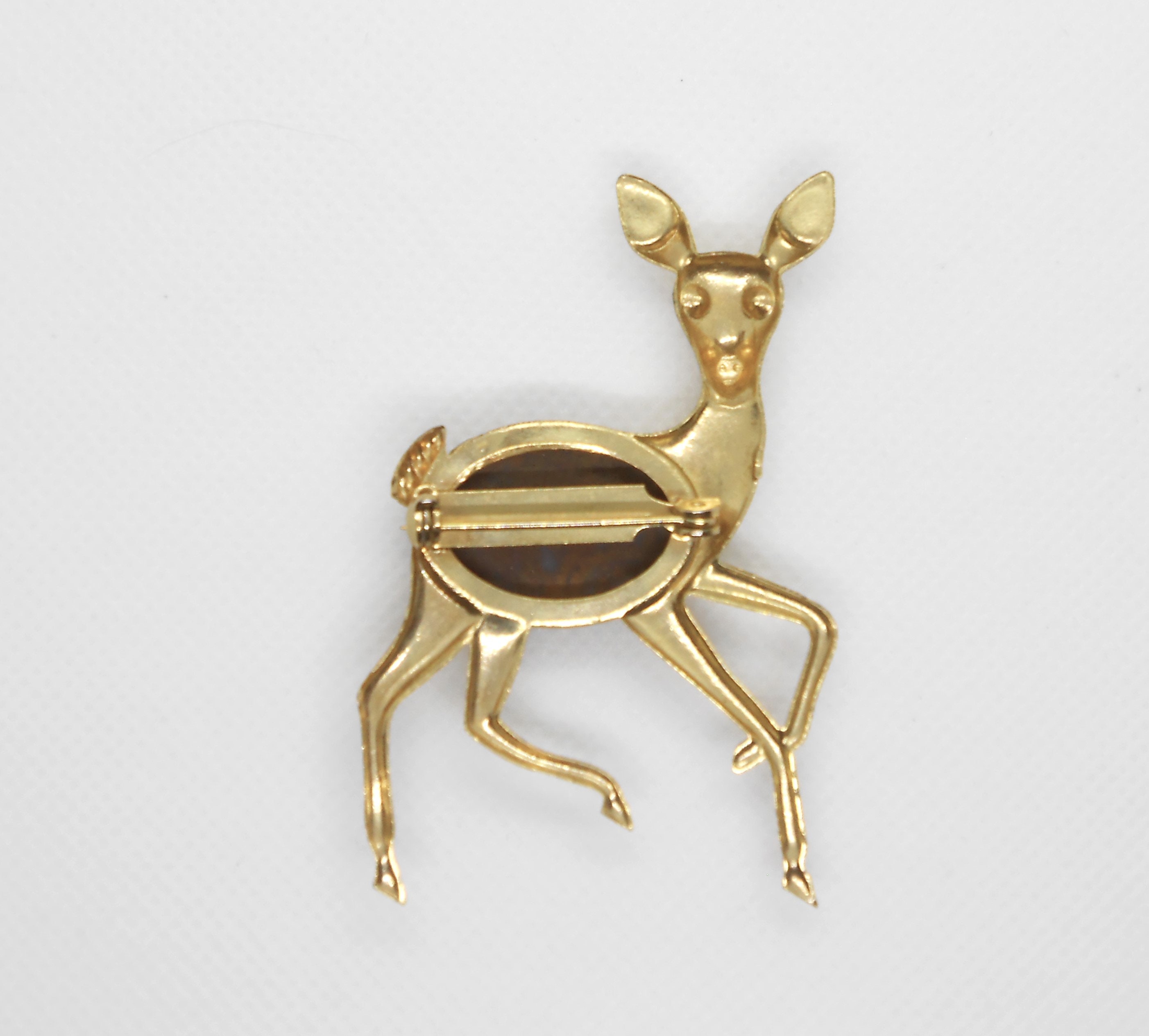 Vintage Stone Deer Brooch, Jelly Belly Deer Brooch, Unsigned - Etsy