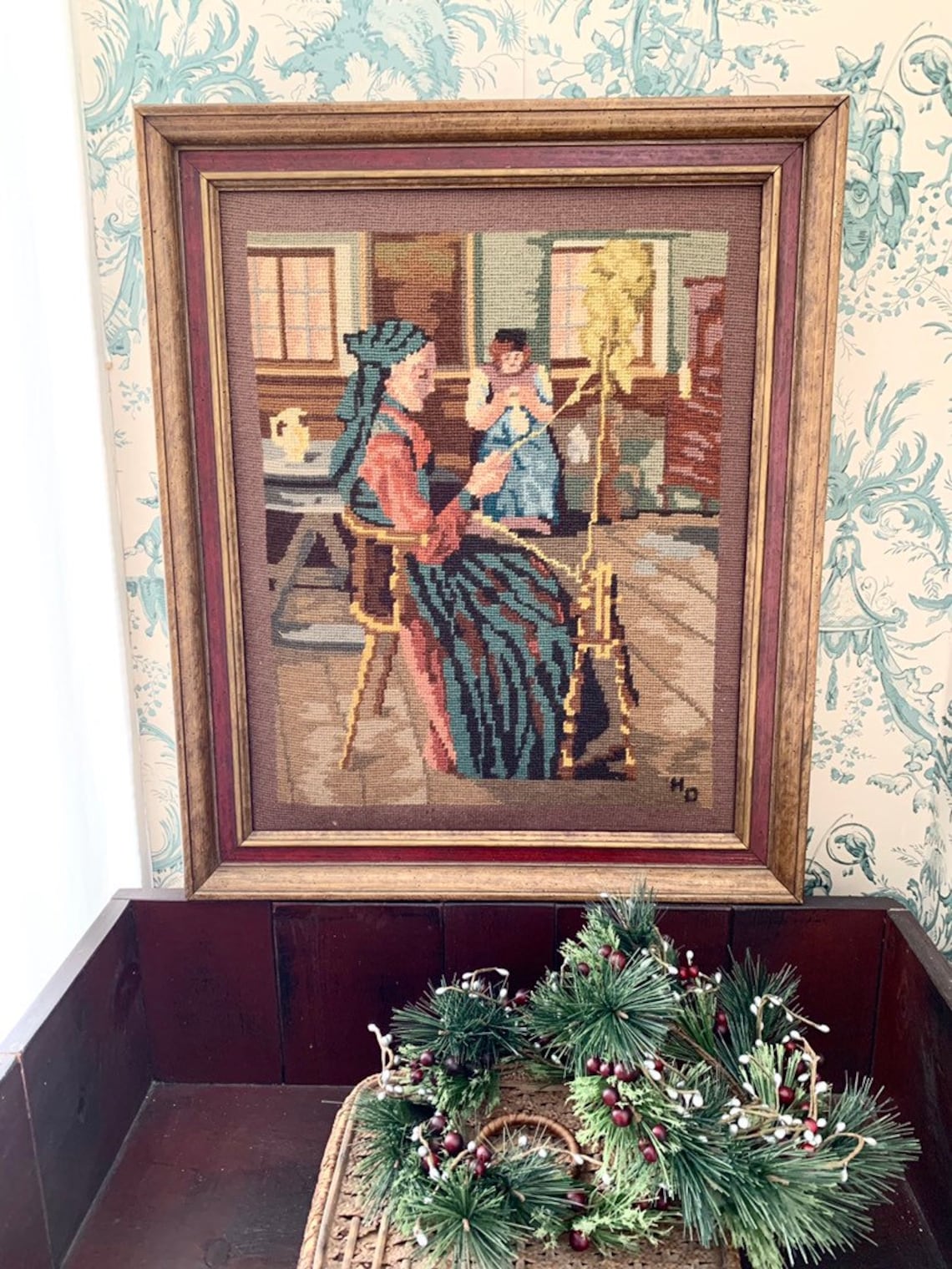 Vintage Weavers Weaving Needlework Tapestry Framed Needlepoint | Etsy