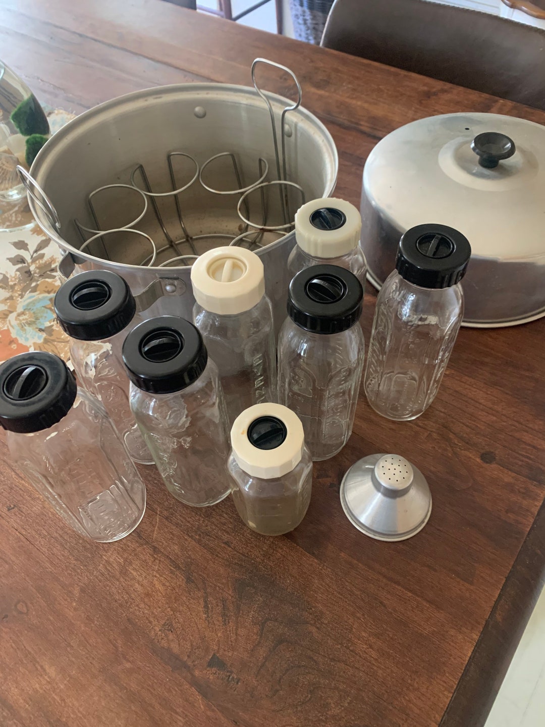 Vintage Pyrex Baby Bottle Aluminum Sterilizer 1950s Baby Shower Flower ...