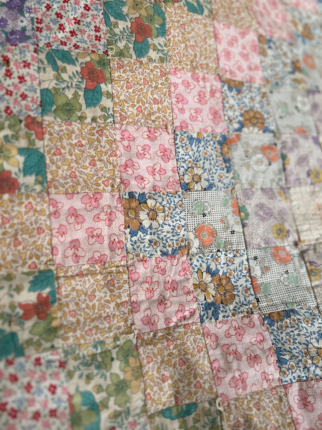 Vintage Feedsack Antique Quilt Block Twin Full - Etsy