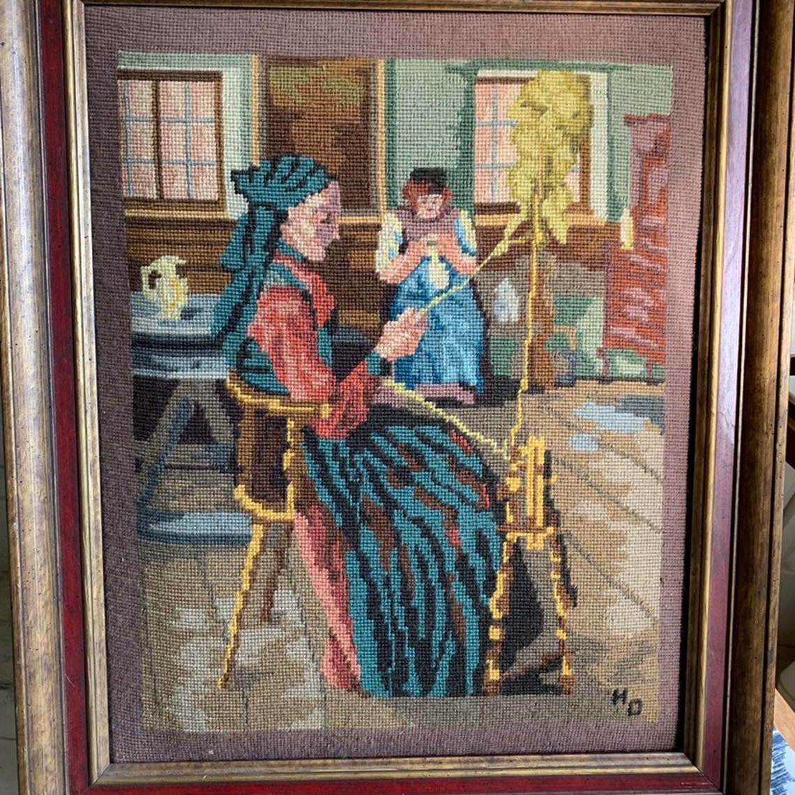 Vintage Weavers Weaving Needlework Tapestry Framed Needlepoint | Etsy