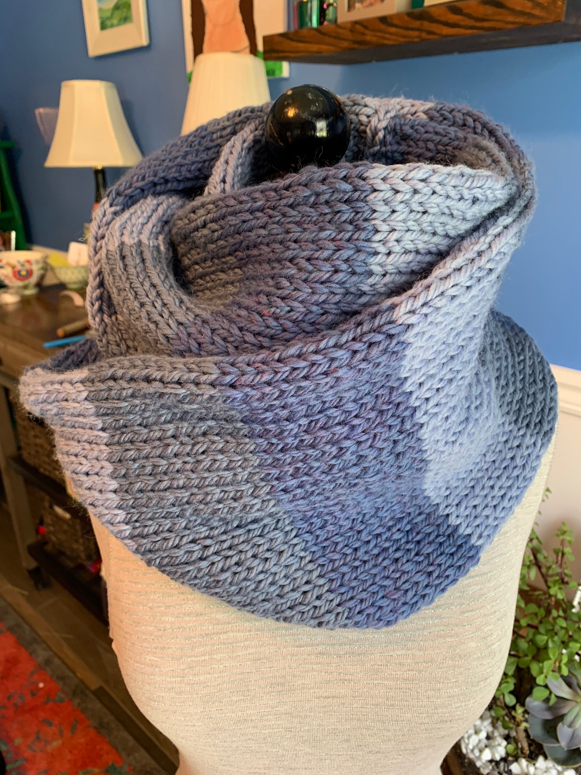 Bufanda de punto azul Bufanda de tubo Bufanda azul de - Etsy España